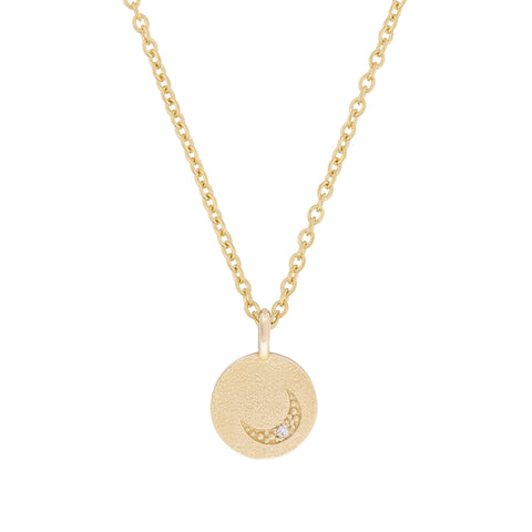 Sun Moon Stars Gold Disc Diamond Necklace Chupi